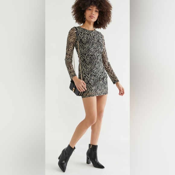 Francesca's Collections | Dresses | New Miami Mesh Zebra Sheath Mini ...